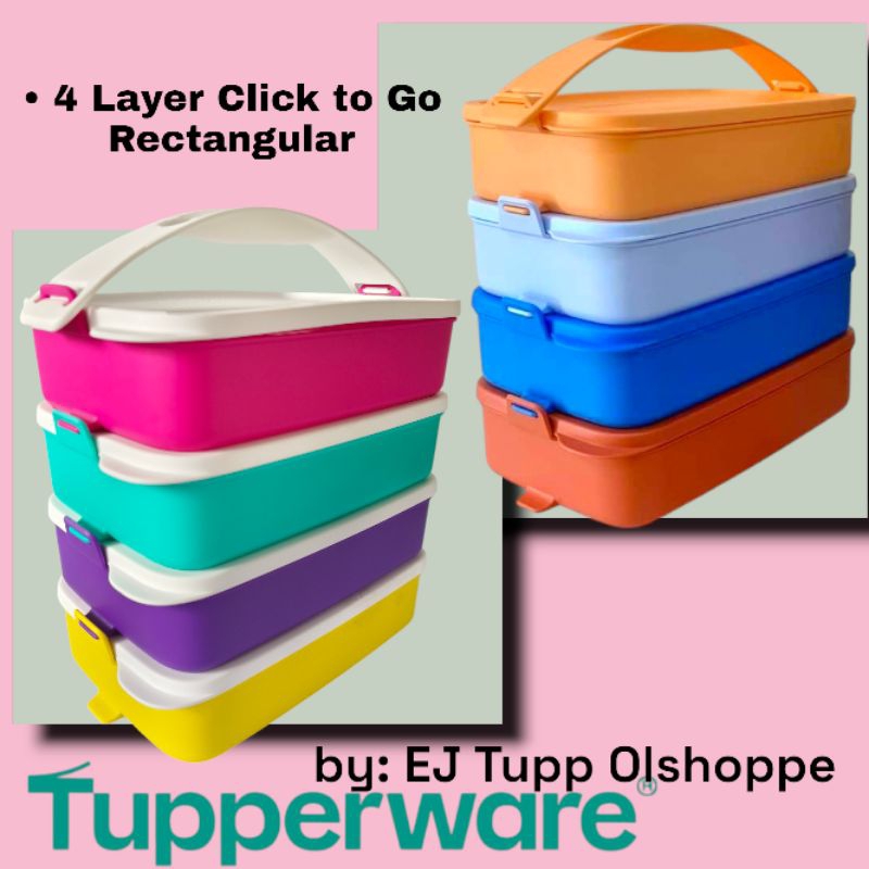 Tupperware Rectangular Click To Go (Set of 4) | Shopee Philippines