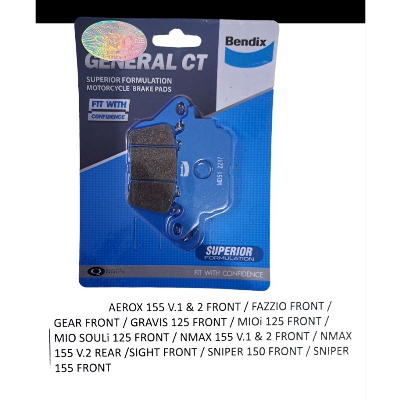bendix brake pad mio soul i 125/ sniper 150/ gravis/fazzio/mio i 125 ...