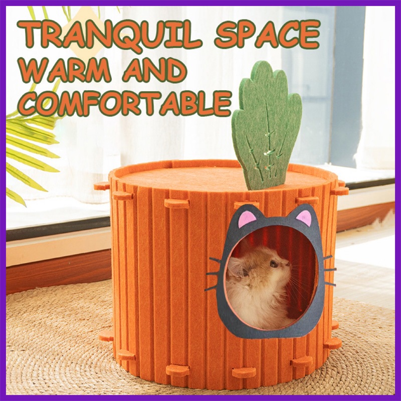 Carrot Cat Nest Semi-enclosed Felt Cat Nest Cave-style | Shopee Philippines