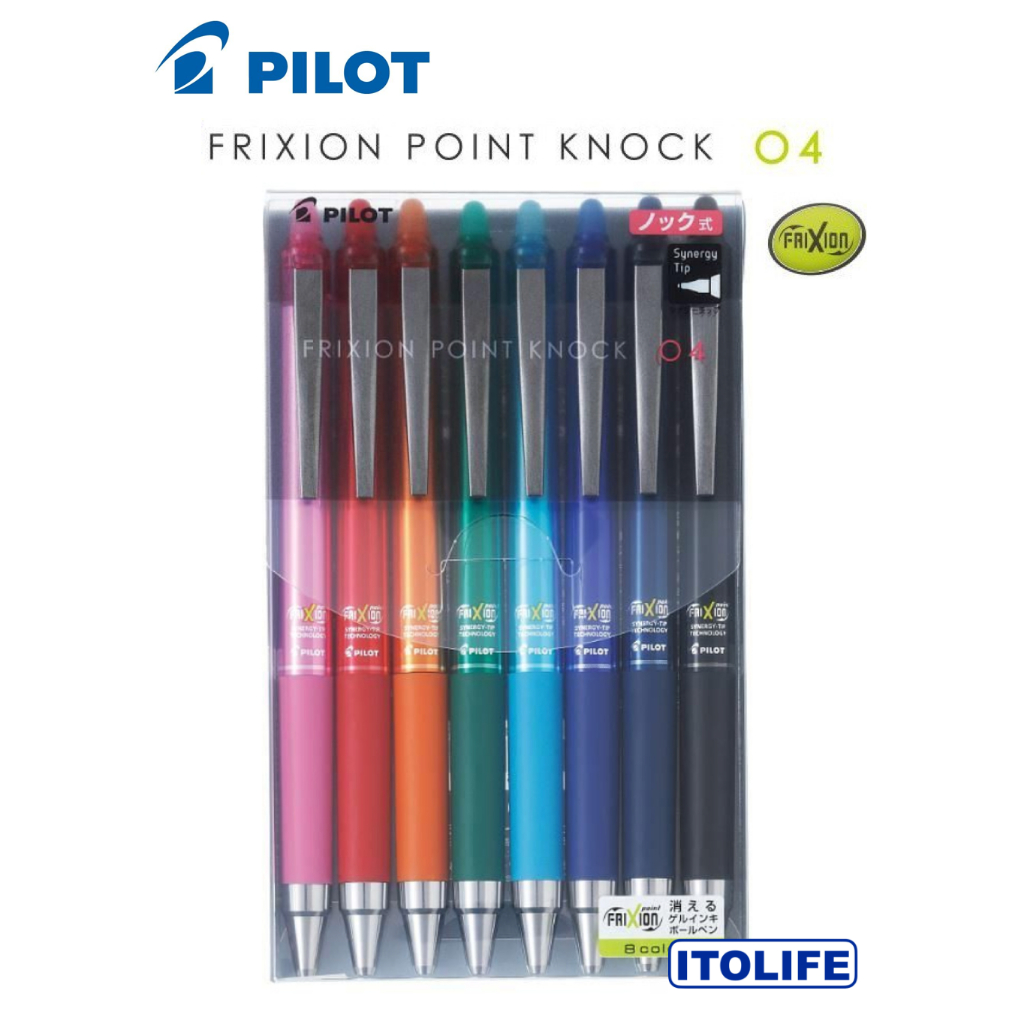 Pilot Frixion Point Knock 04 Gel Pen 0.4mm- (8 Colors Set) | Shopee ...