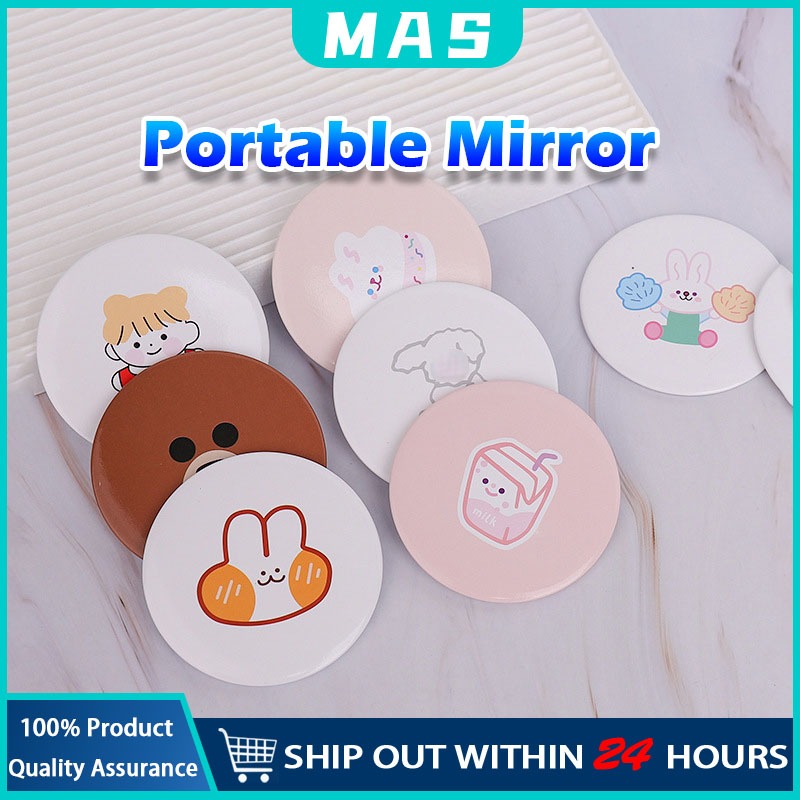 MAS Small Mini Mirror Cute Little Rabbit Cartoon Portable Circular mini ...