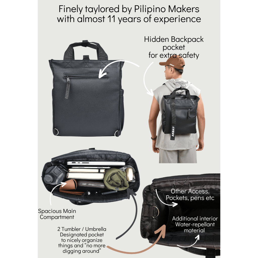 AKBAY Matte - Vegan Leather (3-WAY BAG) | Shopee Philippines