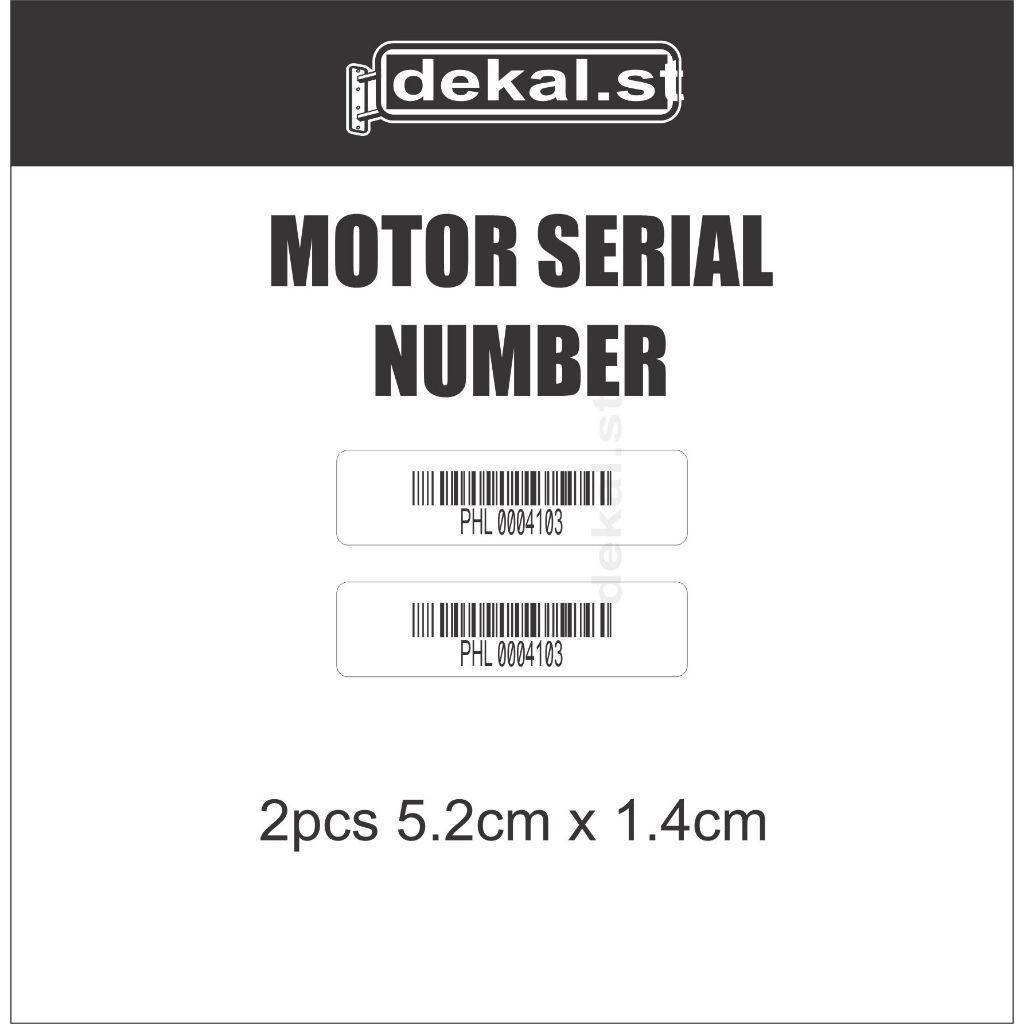 Motor serial number sticker (glossy lamination) | Shopee Philippines