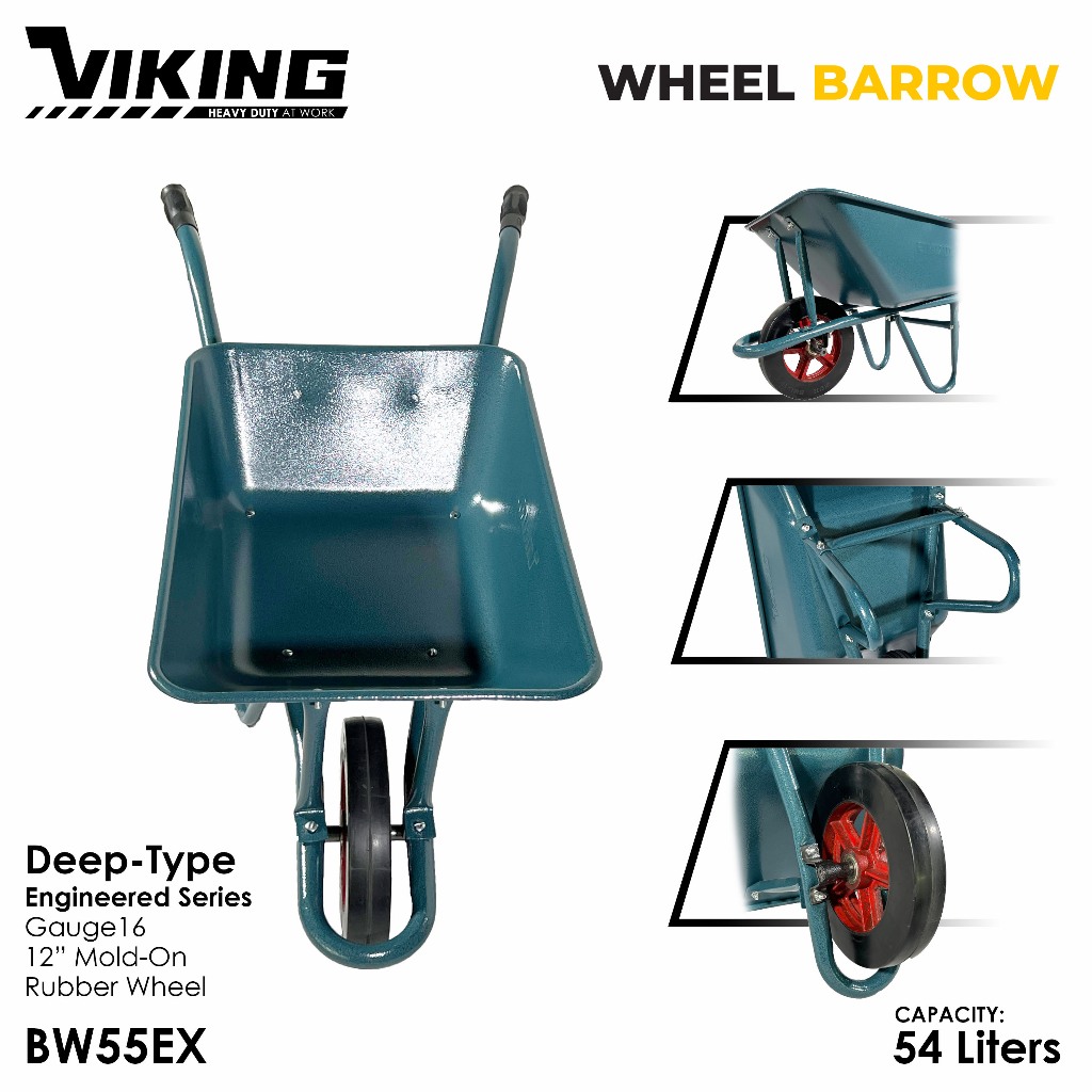 VIKING Deep-Type Wheelbarrow Engineered Series 54Liter Capacity BW55EX ...