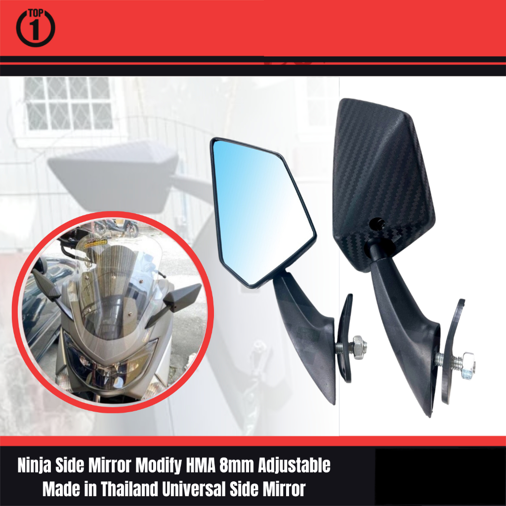 Top1 PH 1 Pair HMA Ninja Modify Side Mirror 8mm Clear Carbon Design ...