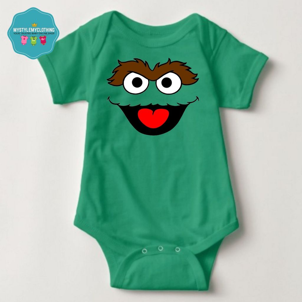 Baby Character Onesies with Name Back Print - Sesame Street Oscar the ...