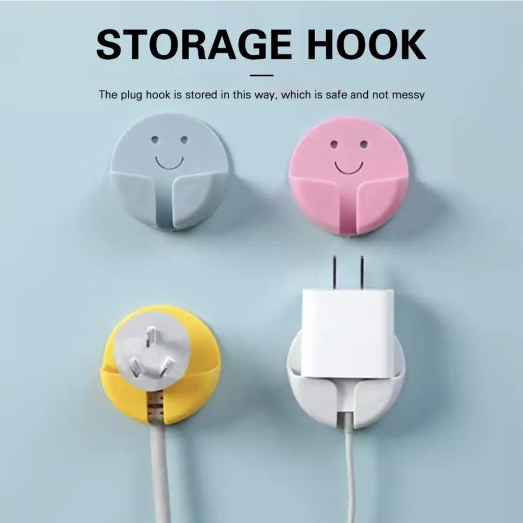 Wall Hook Holder Plastic Hanger Adhesive Power Socket Sticky Hanging ...