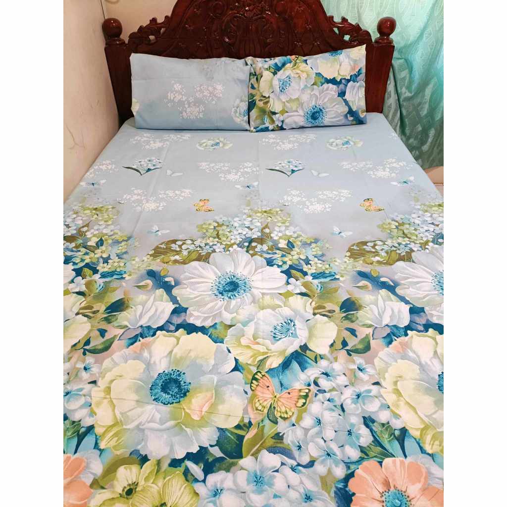 Floral 3in1 Fully garterized Canadian Cotton Bedsheets | Shopee Philippines
