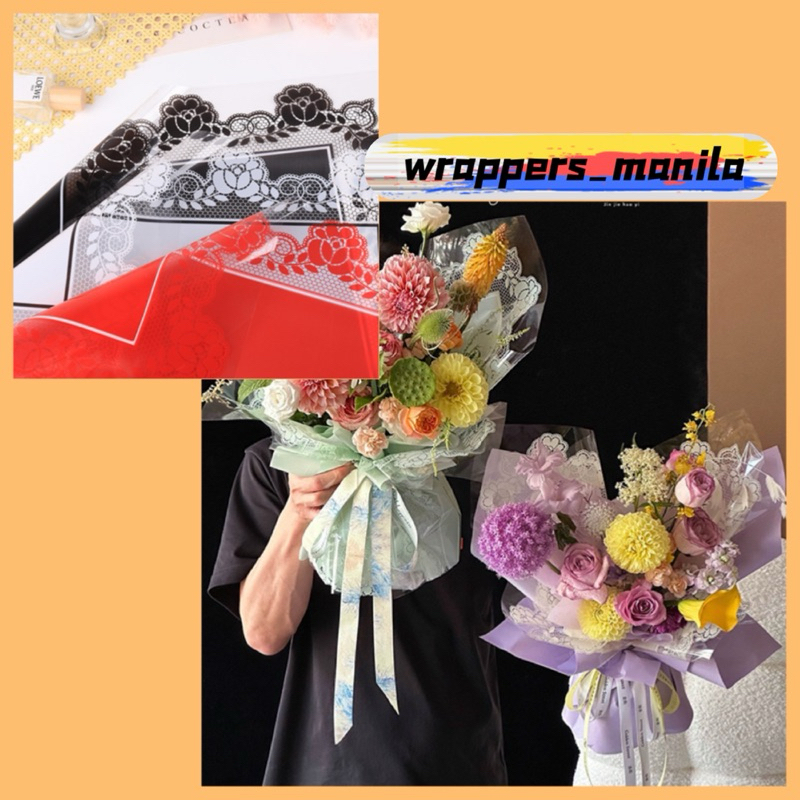 20pcs See Through Lace Border Wrappers Bouquet Wrapping Material ...