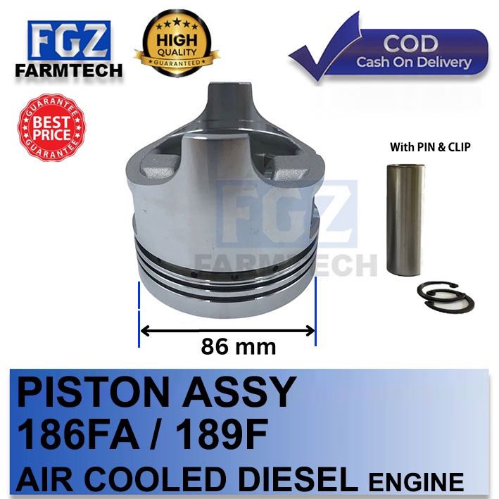 PISTON ASSY 186FA / 189F 12HP AIR COOLED DIESEL ENGINE ASSEMBLY Yamma ...