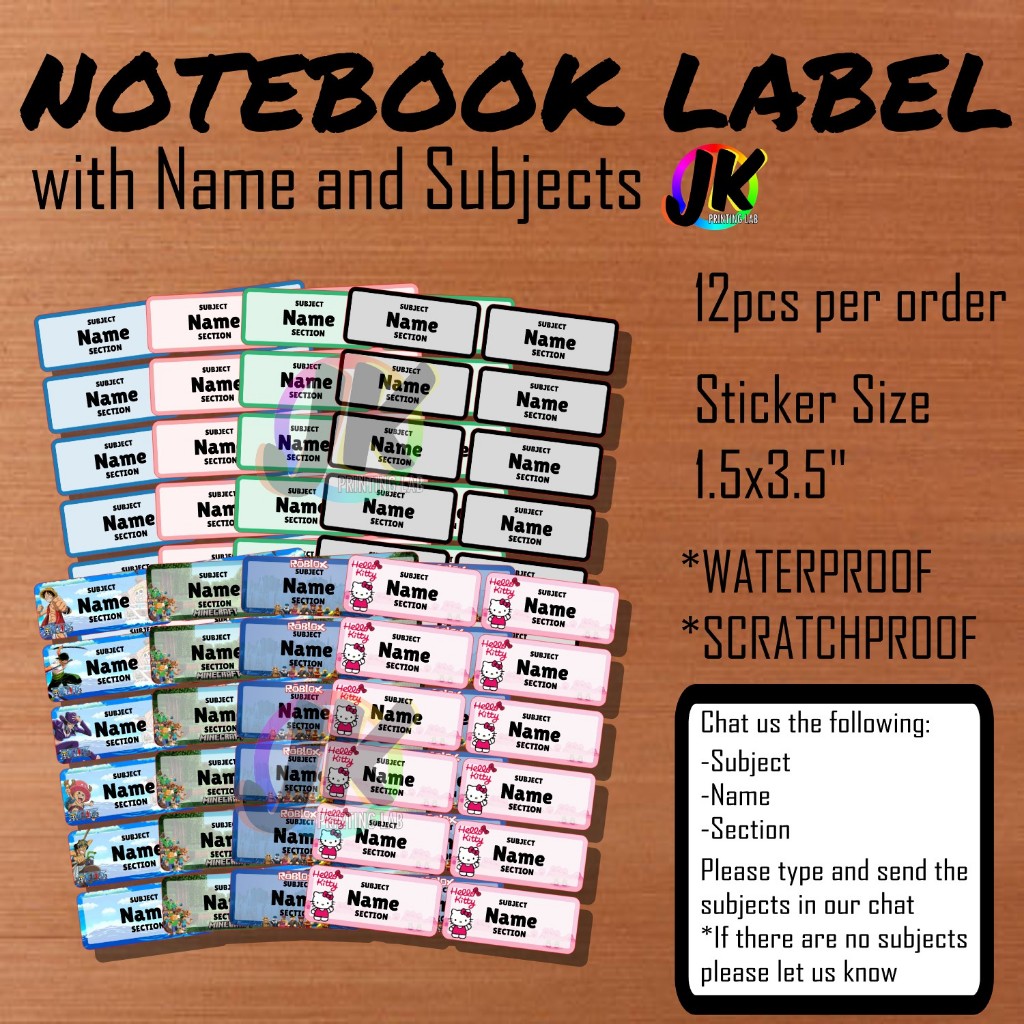 Subject Label For School Vinyl Stickers (per A4 sheet) | Shopee Philippines