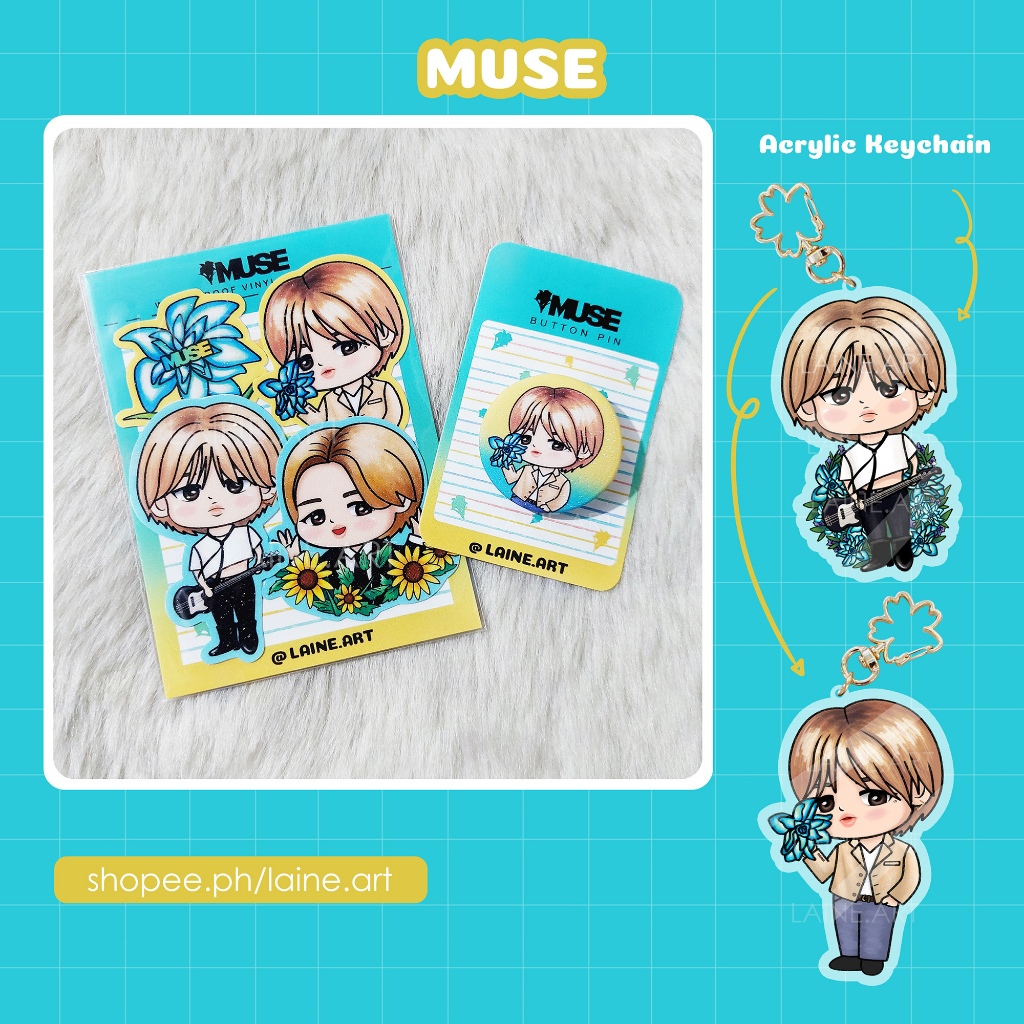 Muse Jimin Fanart Merch Stickers Button Pin Acrylic Keychain by Laine ...