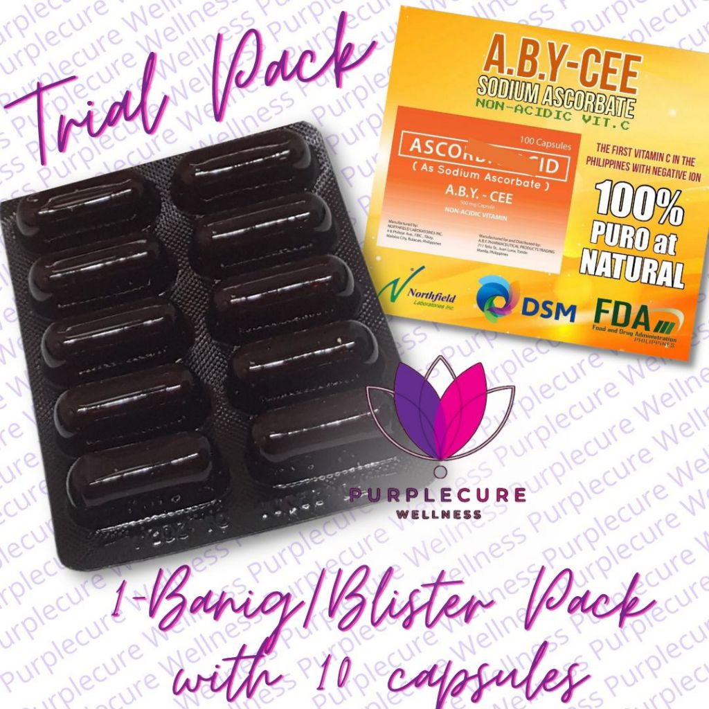 ABY CEE 10 caps. Vitamin C Organic Non-Acidic Soluble Ascorbic Acid ...