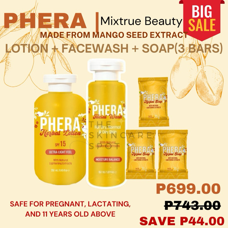 PHERA Herbal Whitening SET (3 BARS SOAP+LOTION+FACEWASH) | Shopee ...