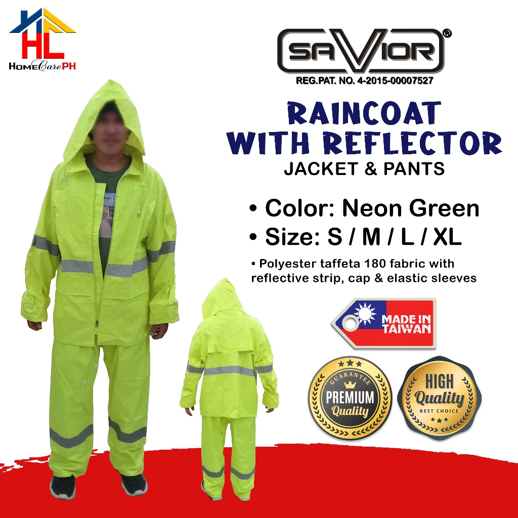 Savior Raincoat with Reflector Jacket & Pant Neon Green Unisex | Shopee ...