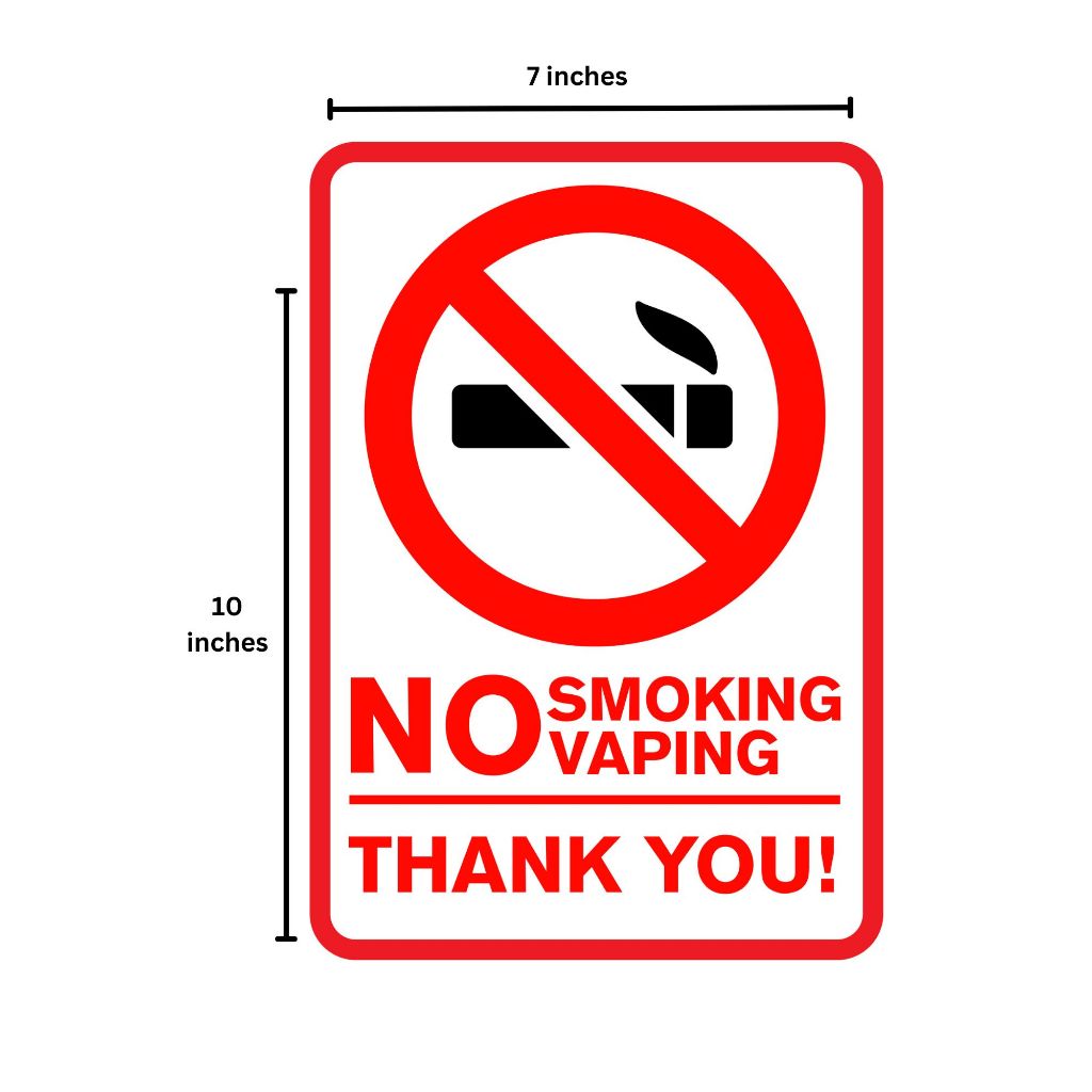 No Smoking | No Vaping sticker label 10 x 7Inch Outdoor Waterproof ...