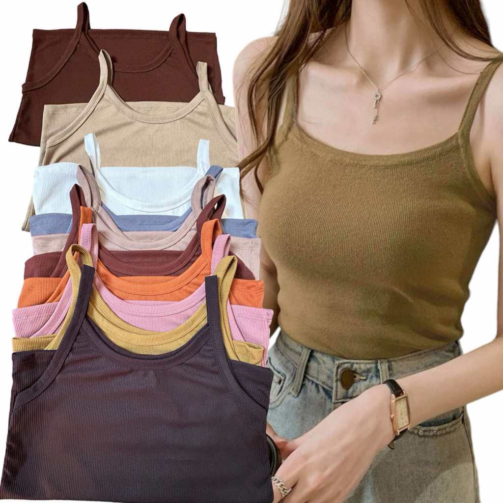 DANILYN Sando Spaghetti Straps Knitted Fabric Small to Large | Shopee ...