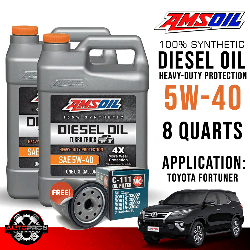 AMSOIL Heavy-Duty Turbo Truck 100% Synthetic Diesel Engine Oil 5W-40 8 ...