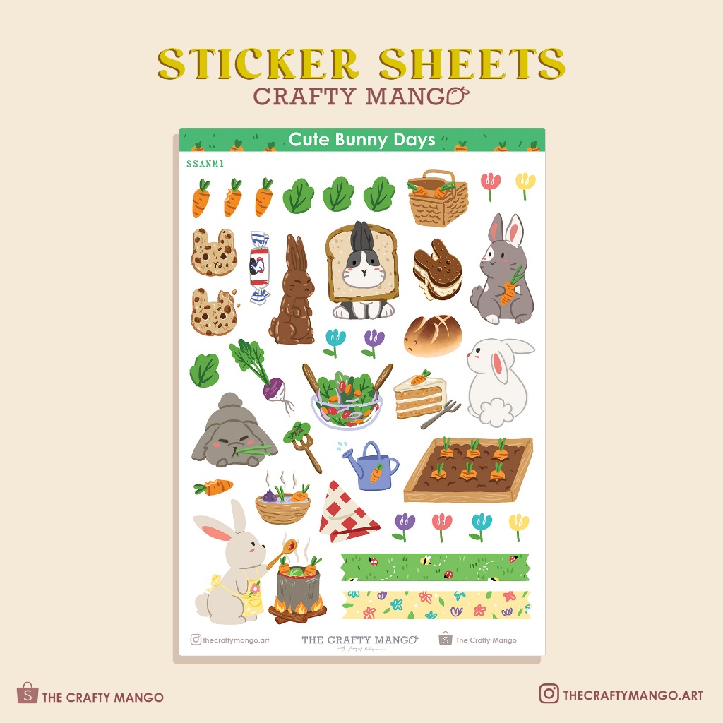 Bunny Sticker Sheet | rabbit animal stickers planner bujo journaling ...