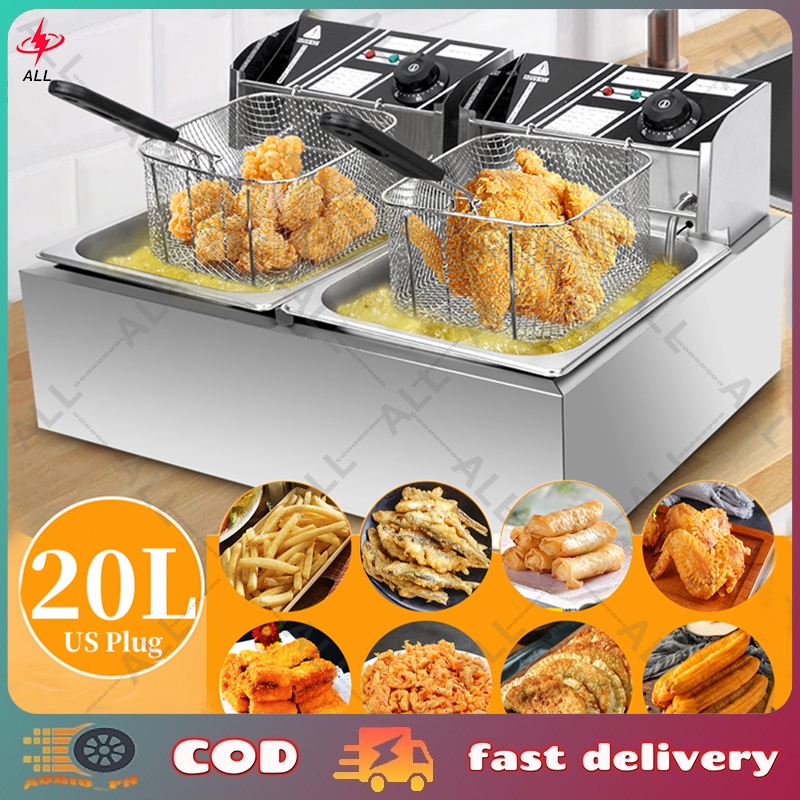Double Deep Fryer Electric Stainless Steel Deep Oil Fryer (10Liters ...