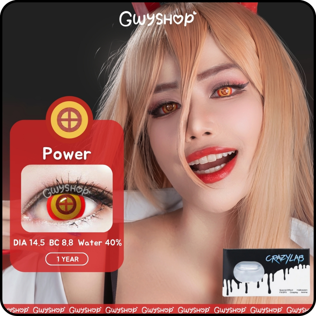 [Gwyshop] 1 Pair | 1 Year POWER CHAINSAW MAN Silicone Hydrogel Cosplay ...