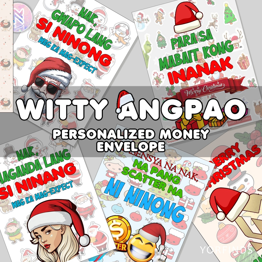 10PCS CHRISTMAS WITTY ANGPAO / PERSONALIZED CHRISMAST ENVELOPE (OPEN ...