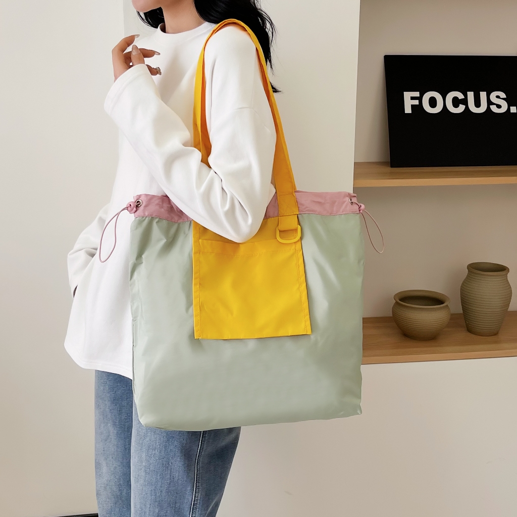 Lightweight Foldable Drawstring Bag Large Capacity Shopping Bag Tote ...