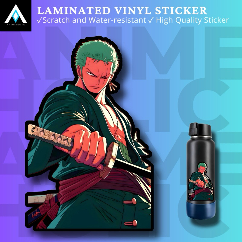 ZORO ONE PIECE STICKERS ~ LAMINATED VINYL STICKERS ~ ANIMEHOLIC ...