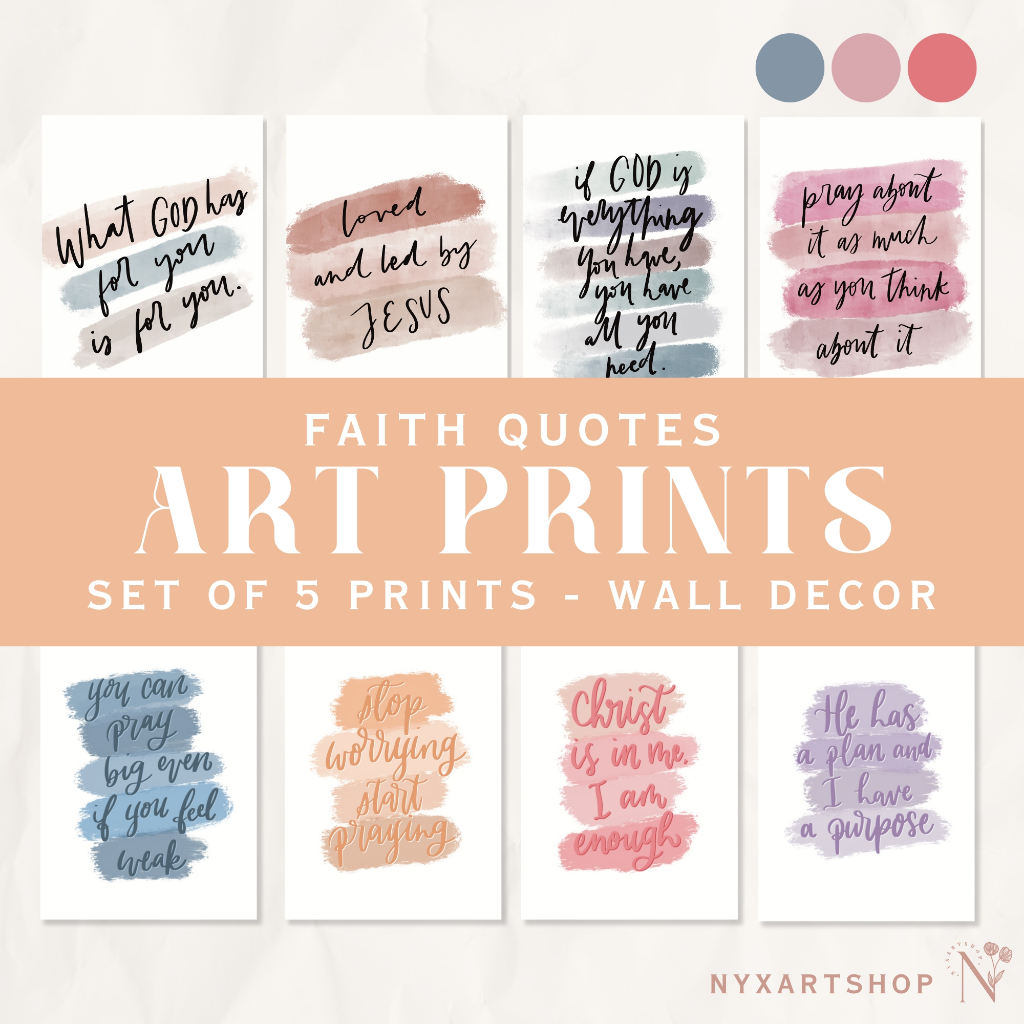 5pcs Wall Art Print Card Set Faith Bible Verses Quotes Calligraphy Wall ...