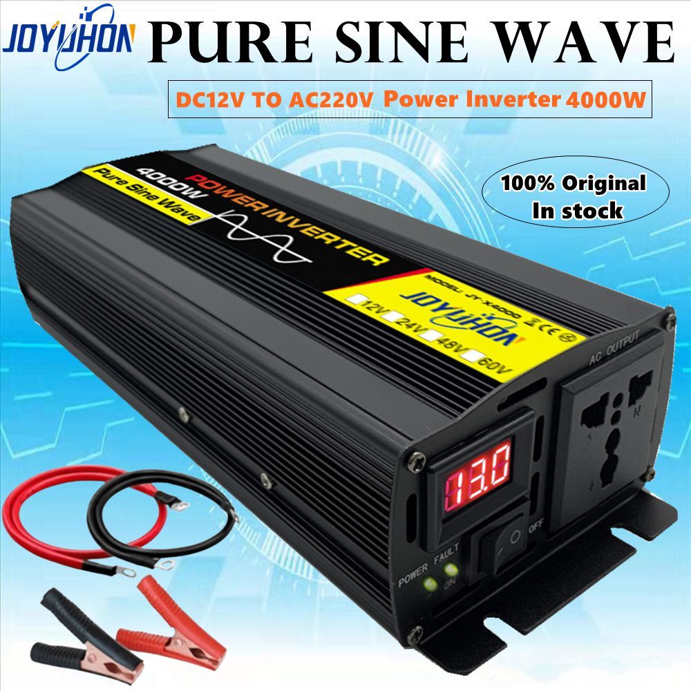 JOYUHON 4000W Power Inverter Pure Sine Wave DC 12V to 220 Solar Power ...