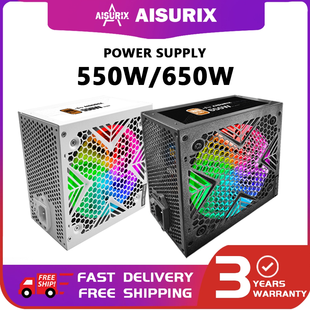 AISURIX 550W/650W ATX Power Supply PSU Computer Motherboard Power ...