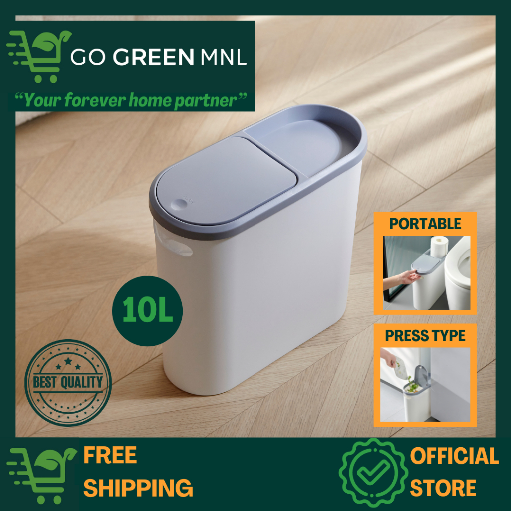 10L Trash Bin / Trash Can with Lid and Foot Pedal Color Grey | Shopee ...