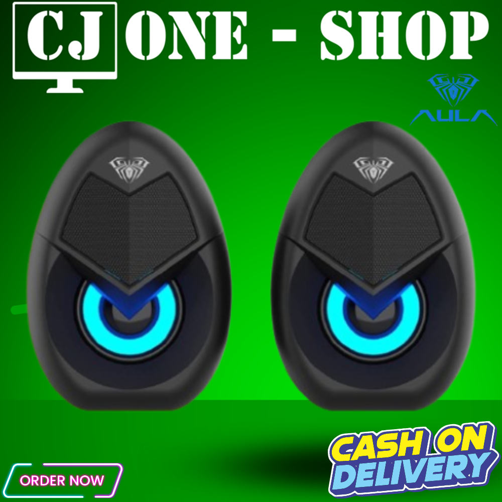AULA N69 - RGB Mini Speaker, 3.5mm Jack, 2.0 USB Wired Computer Speaker ...