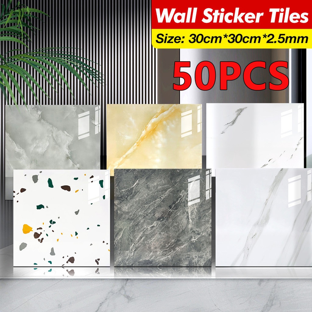 50pcs Marble Wallpaper adhesive Waterproof decor wall PVC 30×30cm ...