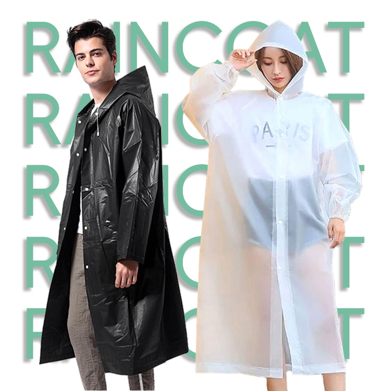 Raincoat Reusable for Adults Unisex Plastic EVA Rain Fashion Waterproof ...