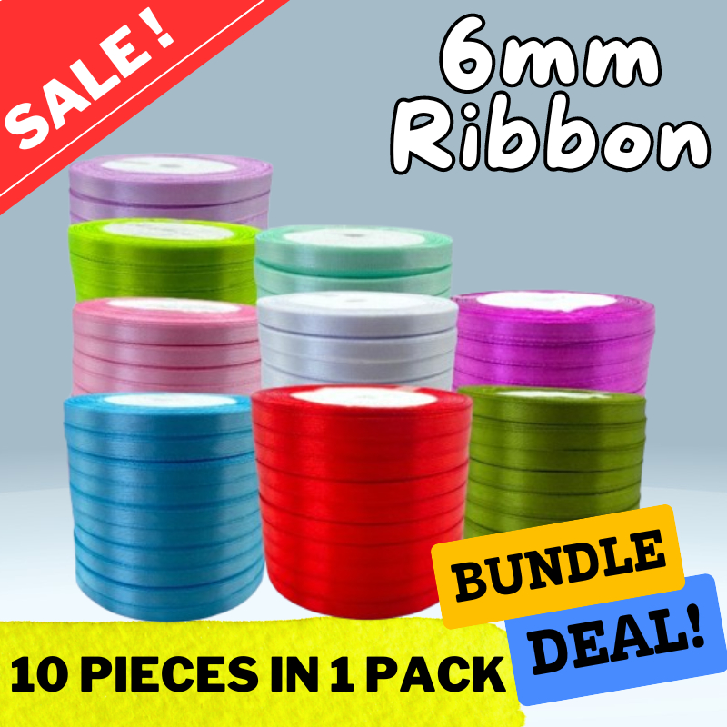 6mm 25Yards/Roll (10pcs./pack) Wholesale Satin Ribbon, Ribbon Rolls ...