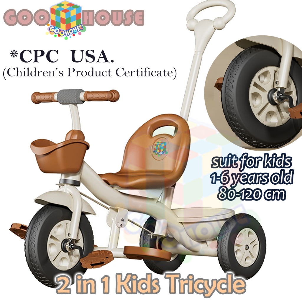 Kids Tricycle with push handle Toddlers Tricycle Trolley Baby Bike ...