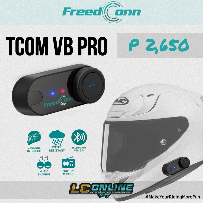 Freedconn Tcom Vb Pro Helmet Bluetooth Intercom | Shopee Philippines