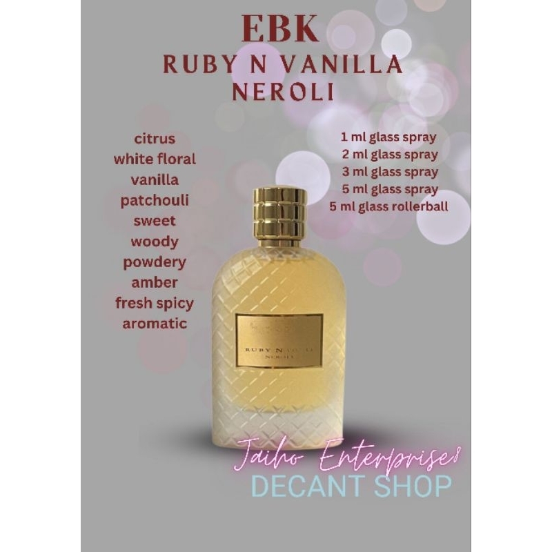 Authentic Perfume Niche *EBK*Paris Ruby Vanilla N Neroli Parfum 1-5ml ...