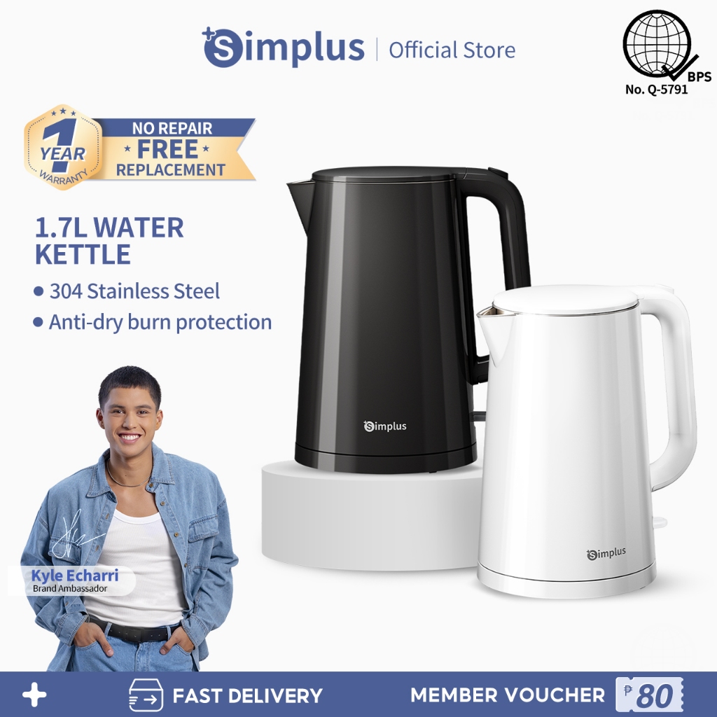 Simplus Electric Water Kettle 1.7L (304 Stainless Steel) | Shopee ...