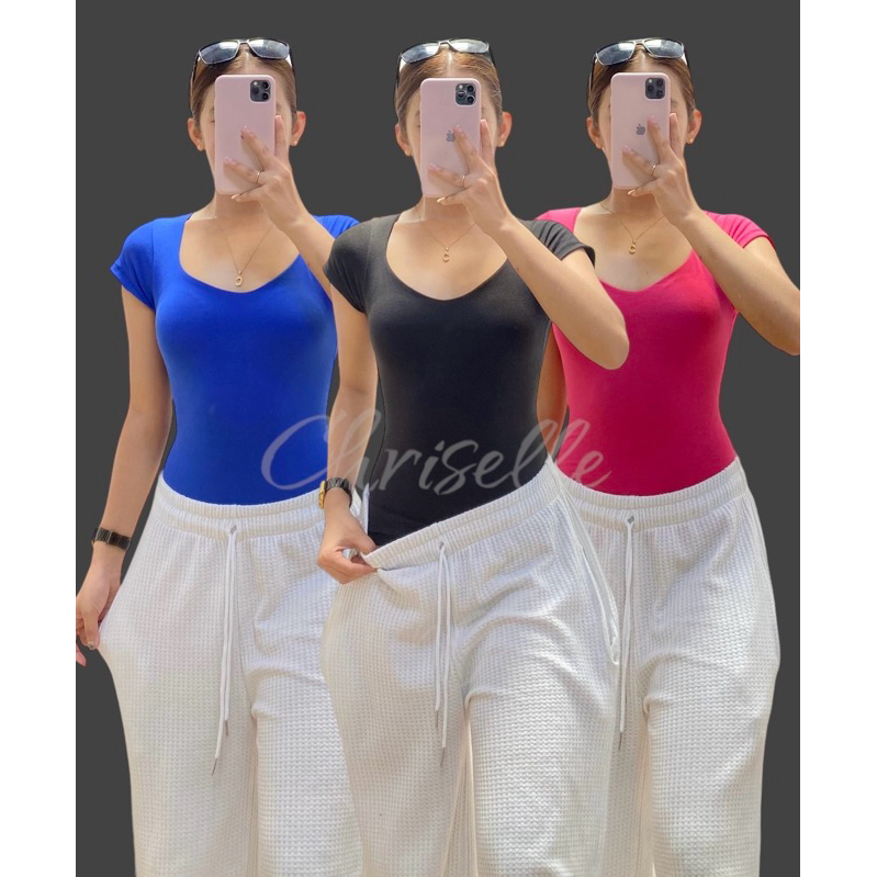 Double Lining Body Hugging Heart Neck Full Length Top ...