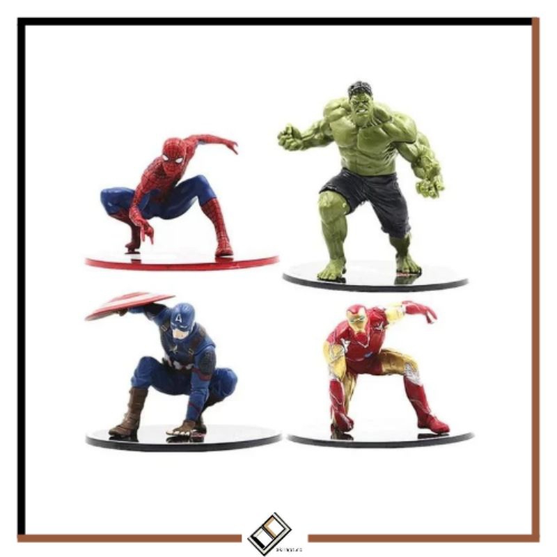 Marvel Avengers Action Figures with Base Plate | Hulk, Iron Man, Spider ...