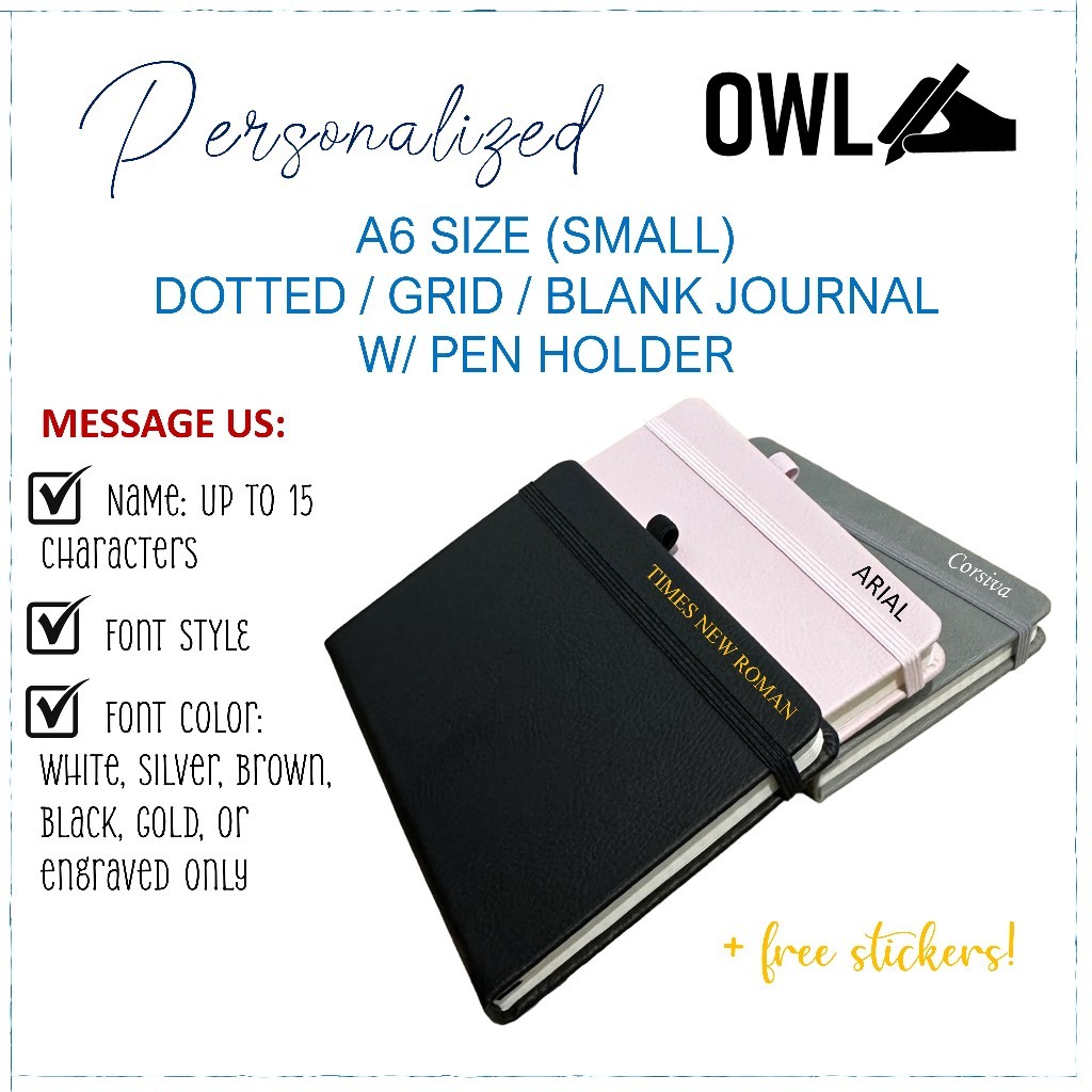 NEW! Personalized A6 SMALL POCKET LEATHER JOURNALS IN Grid, Lined, or ...