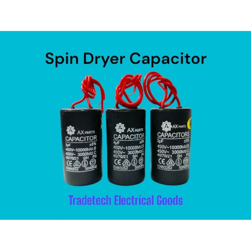 Spin dryer capacitor 3uf, 4uf, 5uf 450Vac | Shopee Philippines