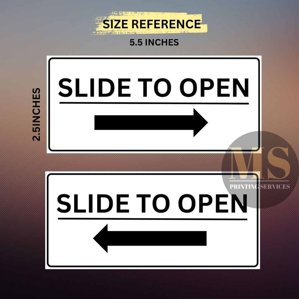 Slide to Open Vinyl Sticker 2pcs 2.5inches x 5.5inches Waterproof ...