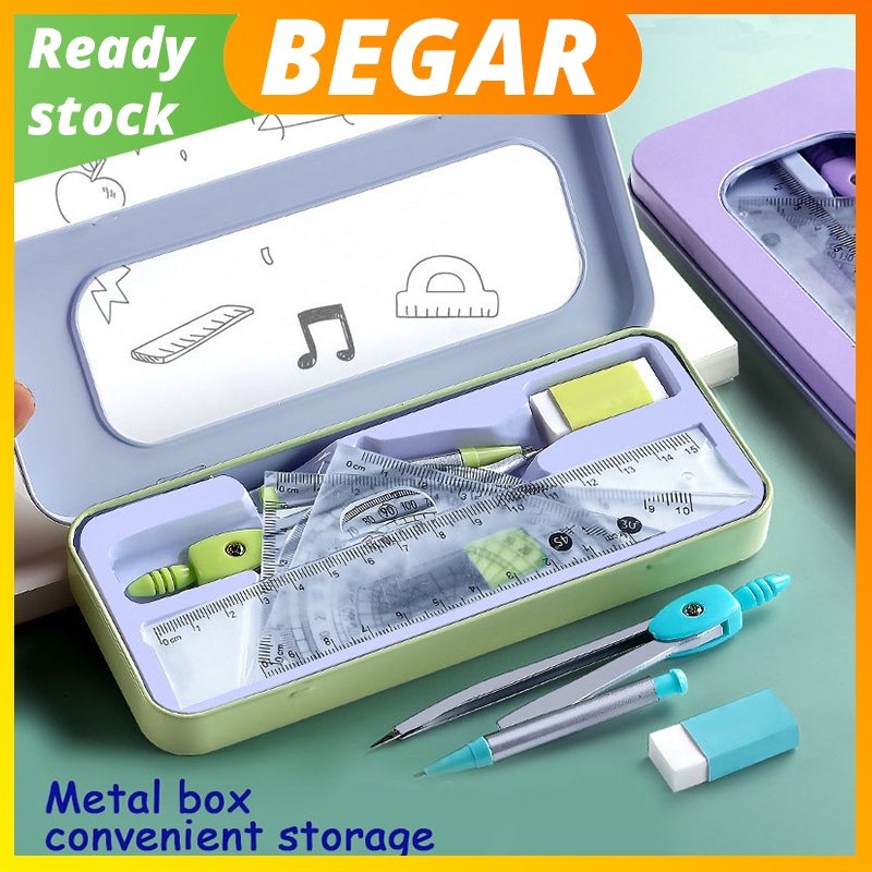 7PCS Drawing Compass Ruler Set Kit Students School Examination Math ...