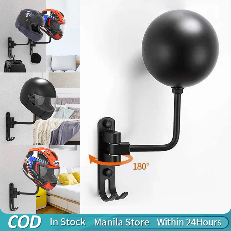 Motorcycle Helmet Rack Wall Mount Rotation Metal Helmet Holder for ...