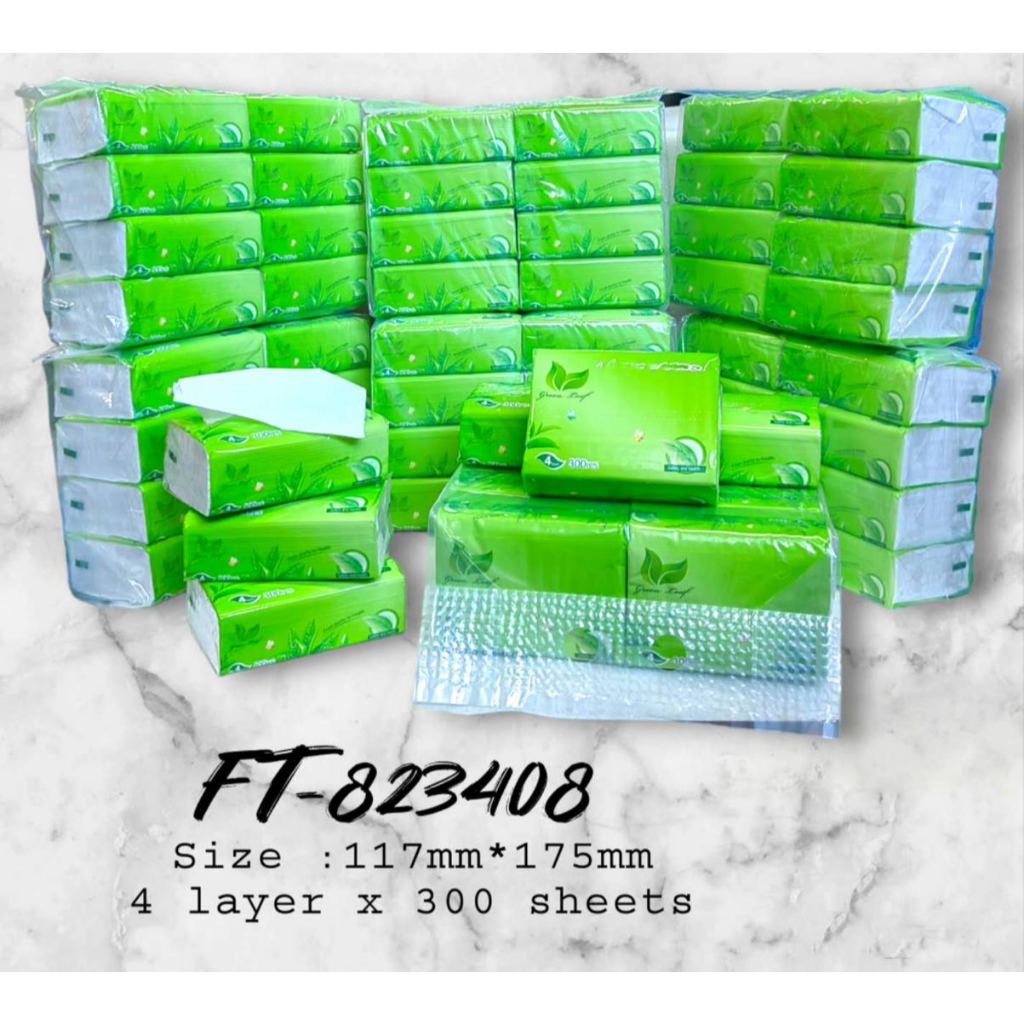 Organic Green Leaf Facial Tissue Paper 4 ply 300 sheets x 8 Packs ...