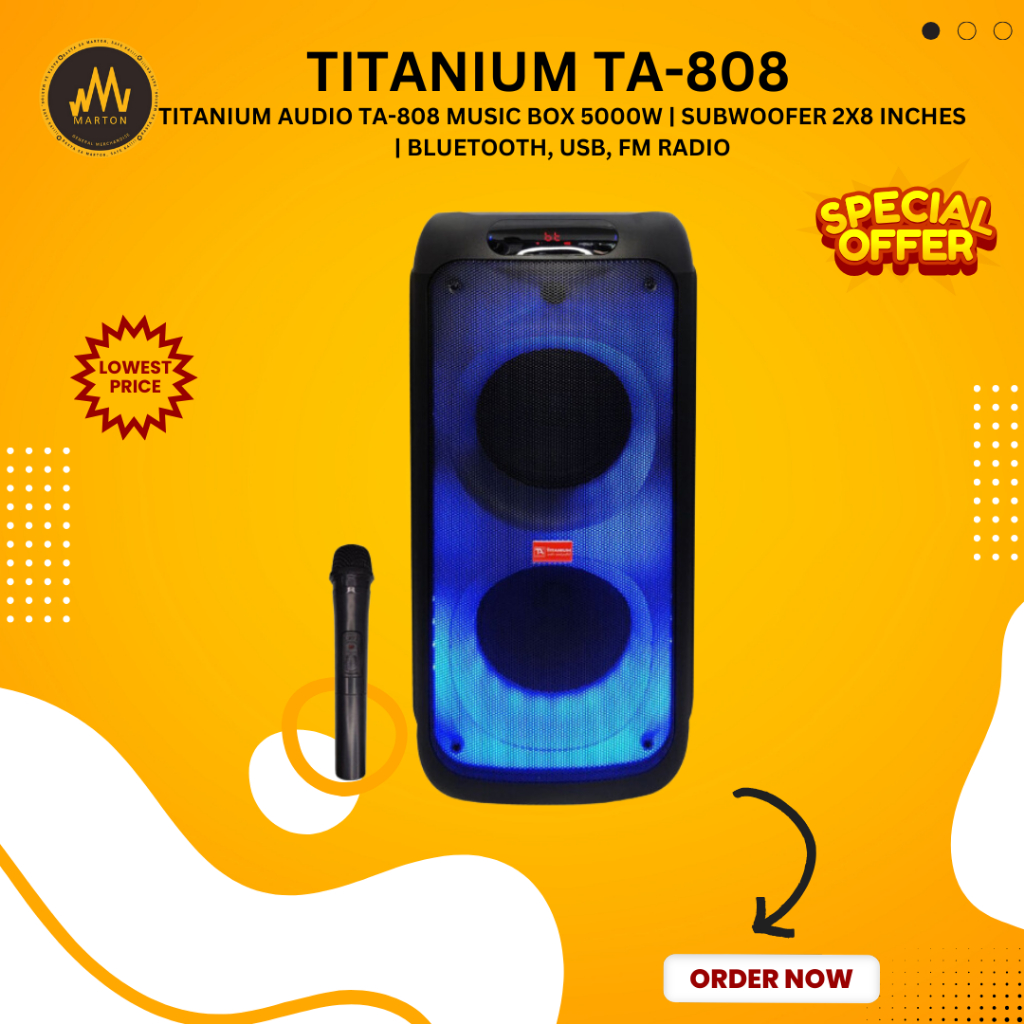 TITANIUM AUDIO TA-808 Music Box 5000w / Subwoofer 2X8 inches ...