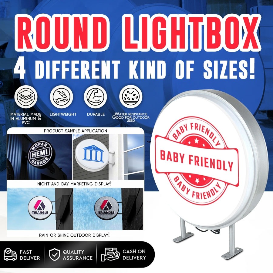 LED Light Box Circular Advertising Light Box Illuminated Sign Outdoor Double-Sided Light Box ...